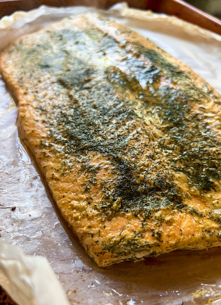 PAPER BAKED SALMON SLAB WITH DIJON & DILL