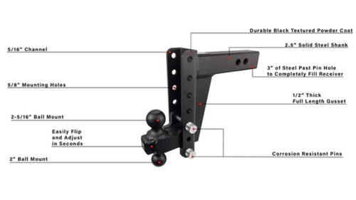 Bullet Proof 2.5" Heavy Duty 8" Drop/Rise Hitch | Newline Trailer