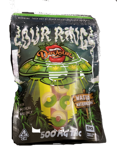 Devour Wasted Watermelon Sour Rings 500mg | budgurls