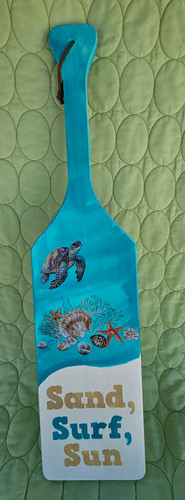 #318 Sand, Surf & Sun Sea Turtle Wooden Oar | Re-Generation