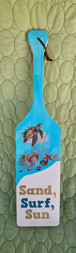 #312 Sand, Surf & Sun Sea Turtle Wooden Oar | Re-Generation