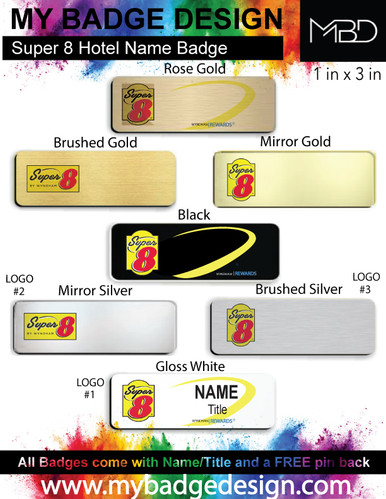 Super 8 Hotel Name Badge | MYBADGEDESIGN.COM