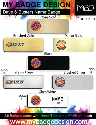Dave & Busters Employee Name Badge | MYBADGEDESIGN.COM