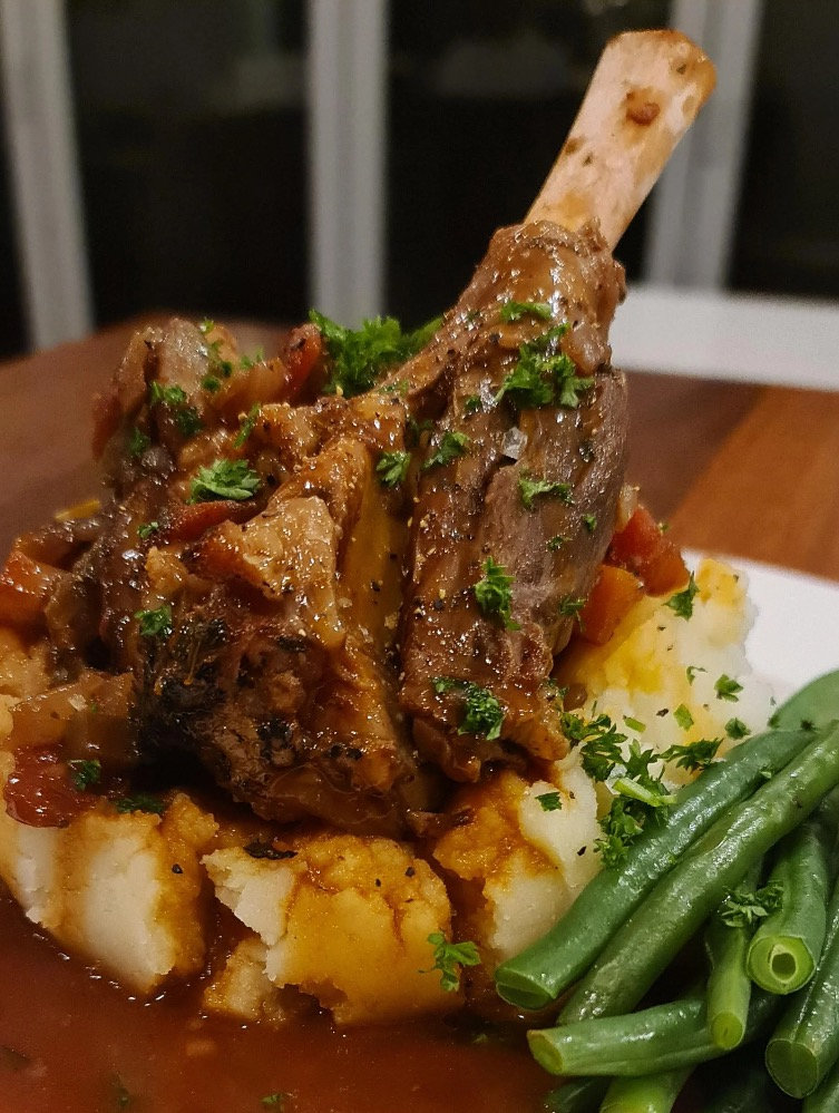 Chef Francis Kyan's Lamb Shanks, Mash and Steamed Greens Recipe | Port ...