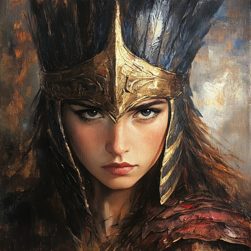 Athena Front Facing Mythology - Oil Painting Canvas without frame ...