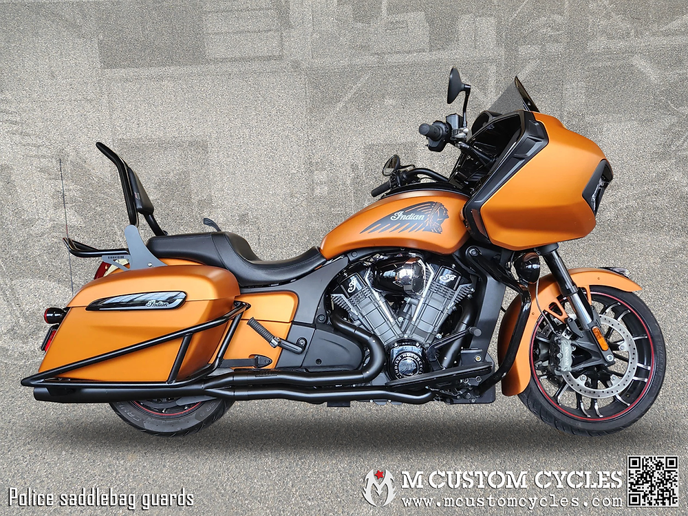 Indian Challenger Motorcycle with Police Saddlebag Crash Drop Guards