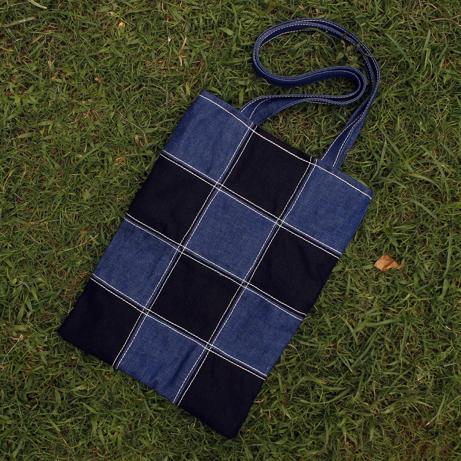 Denim Check Bag | Greenbygoonj