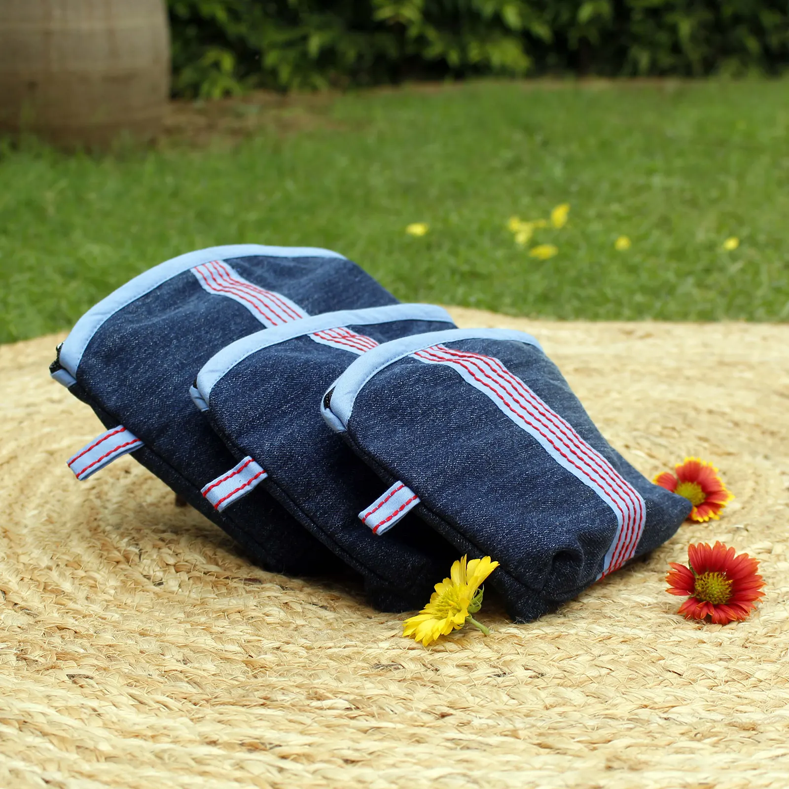 Three set Denim Pouch | Greenbygoonj