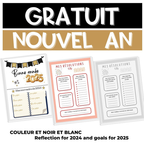 French New Year's worksheets FREE printable 2025 Nouvel An ...