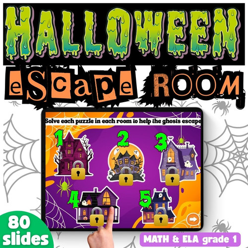 Digital Halloween Escape Room Math & ELA 1st 2nd Grade | Frenchteacherbox