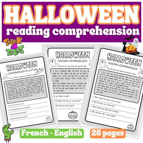 Halloween Reading Passages Comprehension and Questions Bilingual ...