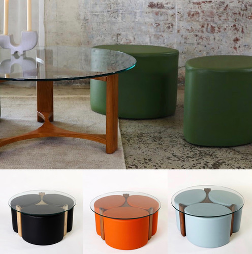 TH Brown 'Rondo' table set | Tangerine & Teal