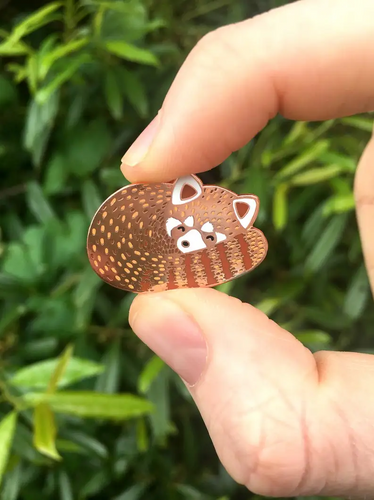 Sleeping Red Panda Pin Badge | H&S Handmade Gifts