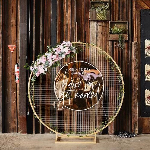 Gold Mesh Round Backdrop Stand | MARQUEEHIREMELB