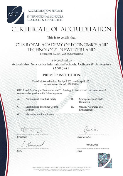 Accreditation | OUS Academy of Economics and Technology in Switzerland