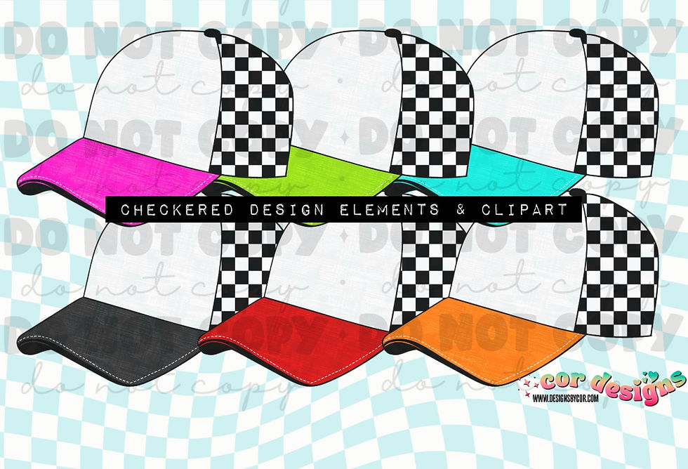 Checkered Cap Design Element Bundle | Digital Download | COR Designs