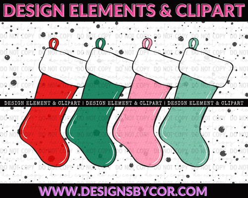 Christmas Stocking Bundle | Design Elements And Clipart | Digital ...