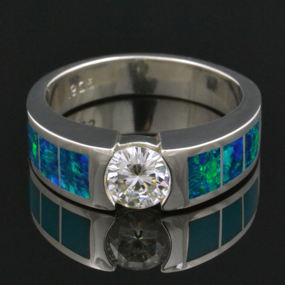 Lab Opal Moissanite Ring | Lab Opal Jewelry