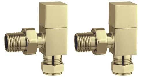 Cubic Angled Rad Valve - Brushed Brass | Qualitybathrooms