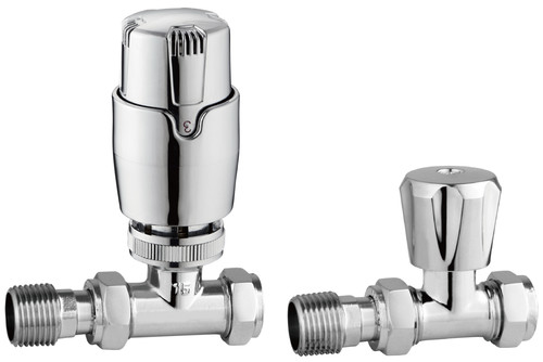 Straight TRV Rad Valves Twin Pack - Chrome | Qualitybathrooms