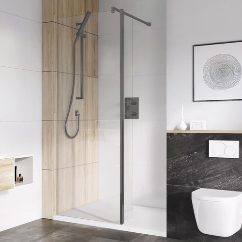 TI8 Wetroom Panel - 1200x1950mm w. Gunmetal Profile Kit | Qualitybathrooms
