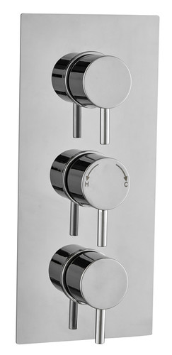 Round Concealed Thermostatic 3 Handle 2 Way Shower Valve - Chrome ...