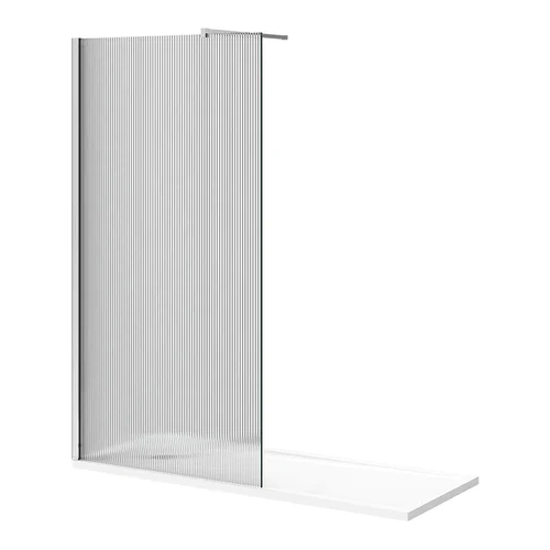 TI8 Fluted Wetroom Panel - 1000x1950mm w. Chrome Profile Kit | Qualitybathrooms