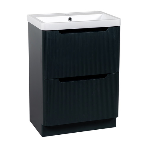 Monza 600mm Fluted Vanity Unit Shadow Grey - Floor Standing ...