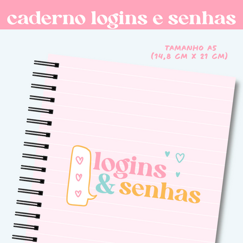 Caderno "Logins e senhas" | Para Criativas