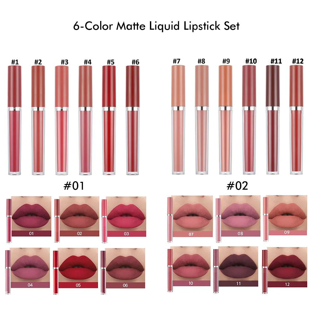 6 colors Matte Liquid Lipsticks Set | Mindfully Nutrition