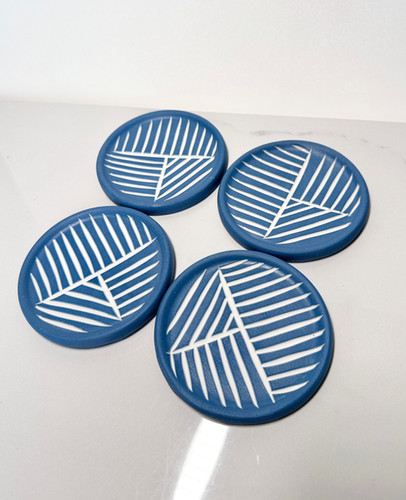 set of four crossline blue coasters | jenniferspring