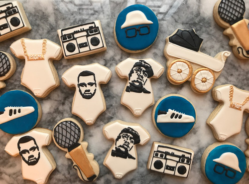 Hip hop/rap themed baby shower cookies | La Dulce Baker