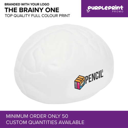 The Brainy One | Brain Stress Ball | Printed with Your Logo | Purple Print
