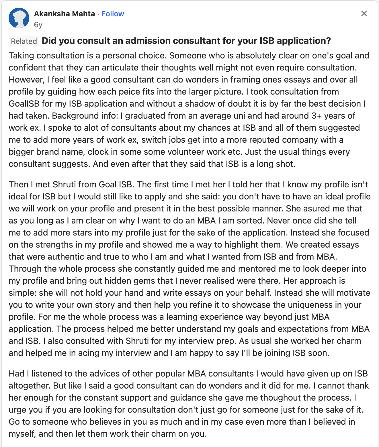 Akanksha Mehta | GOALisB