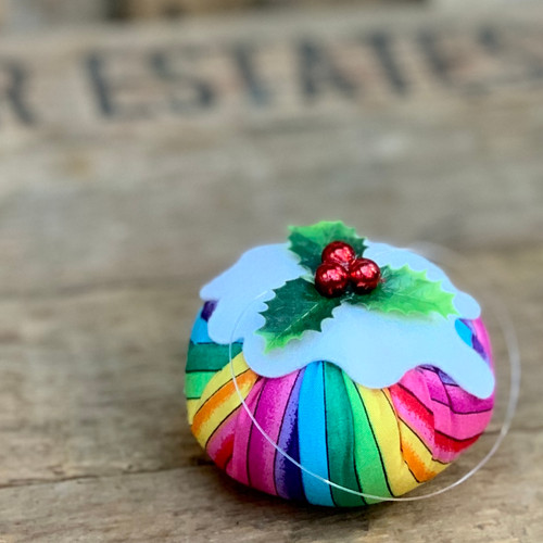 Rainbow Christmas pudding decorations | Rose & Green