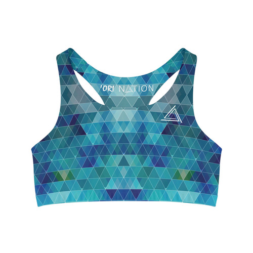 ORI NATION - Seamless Sports Bra (AOP) Blue Triangles | Hip's League