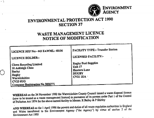 Waste Management Licence