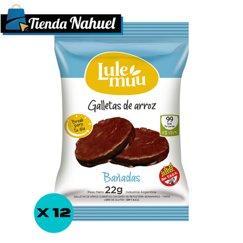 GALLETAS DE ARROZ BAÑADAS EN CHOCOLATE LULEMUU (X 12 UNIDADES) | Tienda ...
