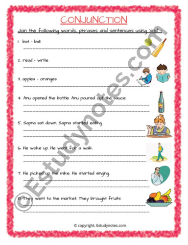Grade 3 English Conjunction Worksheets | Estudynotes