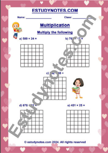 Maths Revision - Number Multiplication Worksheet 4 | Estudynotes
