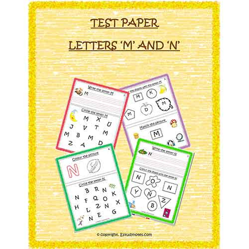 Junior KG English Test Paper - Letters M and N [Printable PDF Download ...
