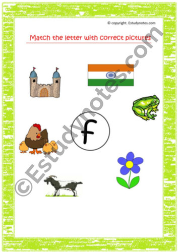 Senior KG English Alphabet Small Letter f Worksheets | Estudynotes