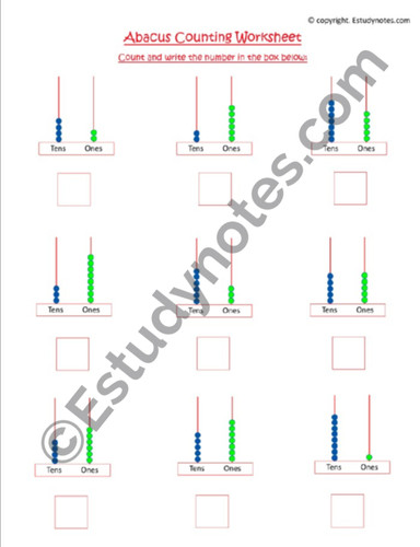 Class 1 Maths - Abacus Worksheets [PDF Download] | Estudynotes