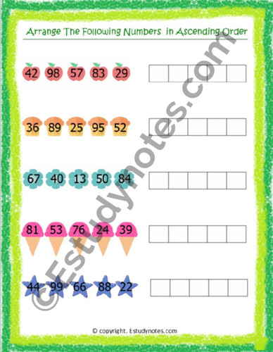 Grade 2 Maths Ascending Order Worksheets | Estudynotes