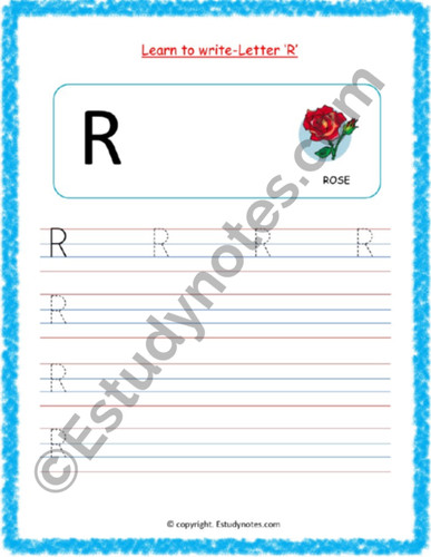 Preschool English Printable Worksheets for Alphabet R | Estudynotes