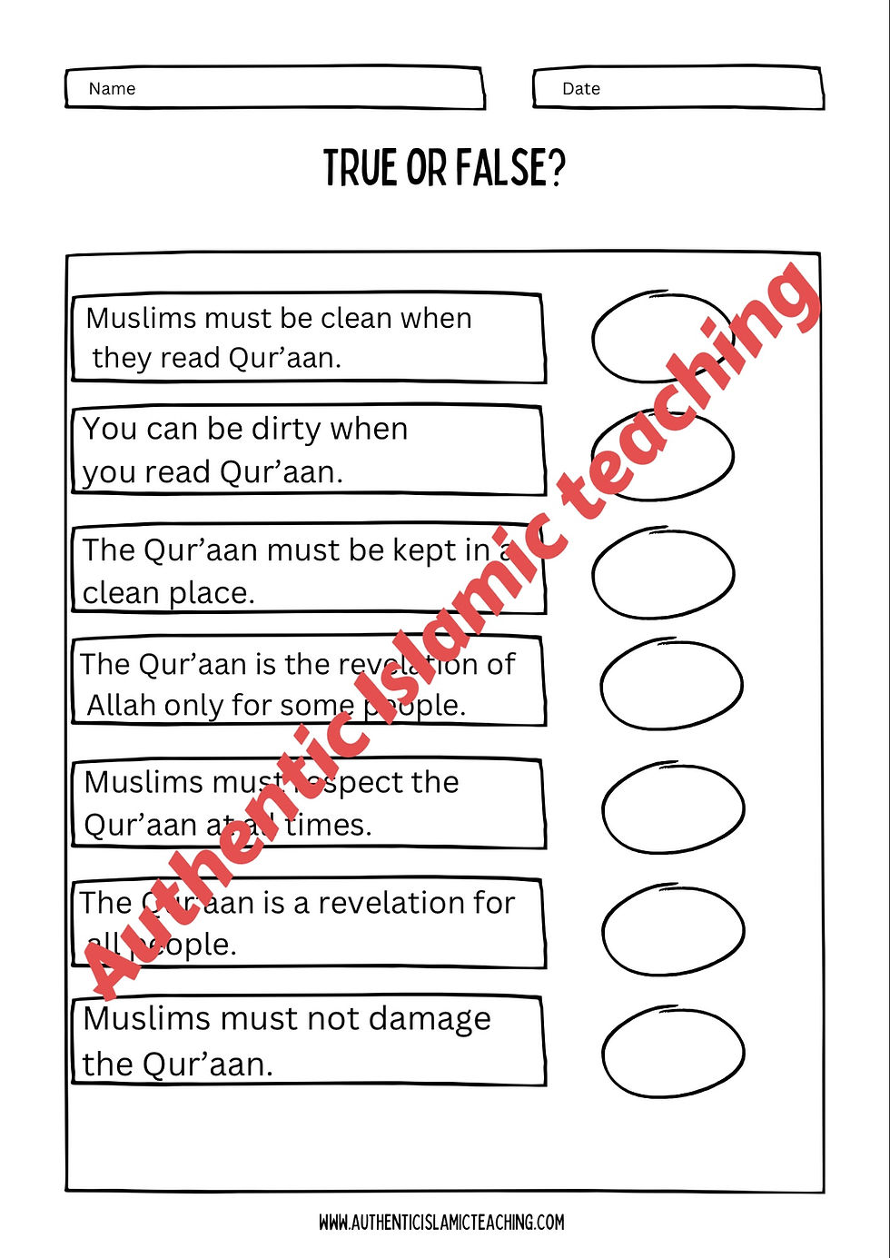 Authentic Islamic Teaching | islamic worksheets for muslim children