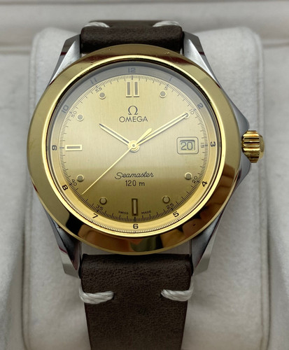 Omega Seamaster 120m Steel & Gold Quartz Watch Leather Strap 35mm 2311. ...