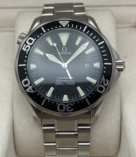 Omega Seamaster Gents Watch Black Wave Dial Quartz 41mm 2264.50.00 ...