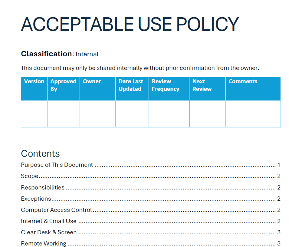 Acceptable Use Policy Download