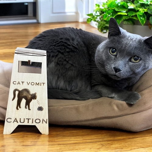 Caution Cat Vomit Sign | Outside & Arrow